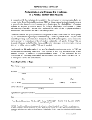 Fillable Online Authorization and Consent for Disclosure of Criminal ...
