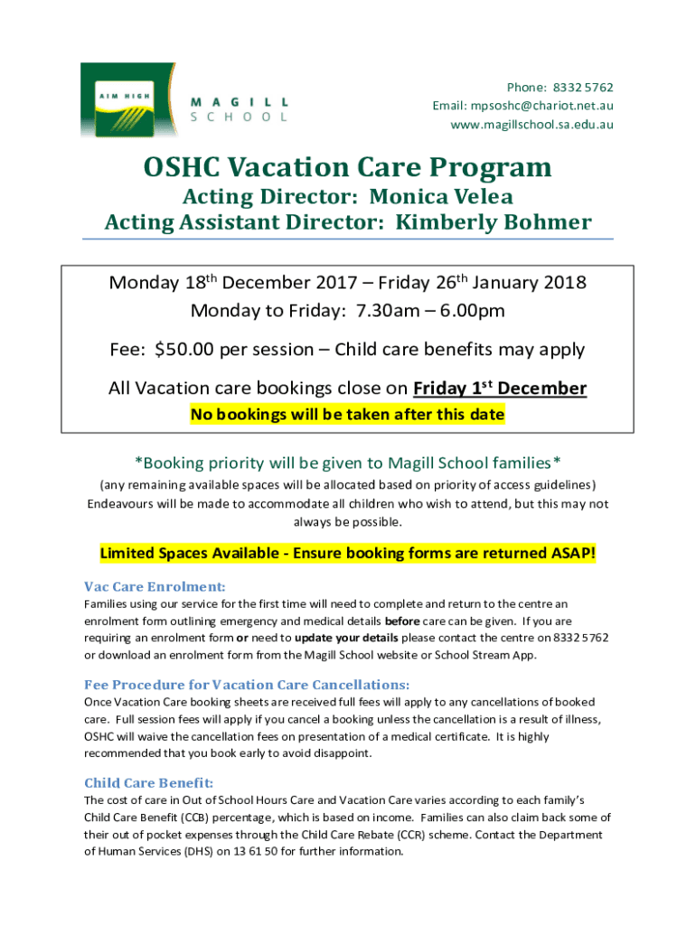 Fillable Online www.pdffiller.com475202254--OSHC-Vacation-CareGet the ...