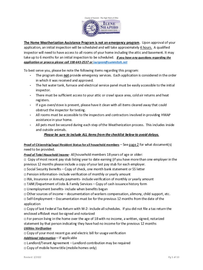 Fillable Online Home Weatherization Assistance Program - OhioHow to ...