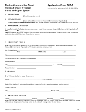 Online Florida Communities Trust Application ... Doc Template | pdfFiller