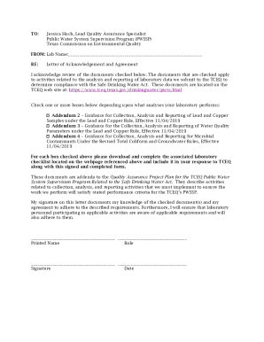 Fillable Online Letter ofAcknowledgement and Agreement. Letter of ...