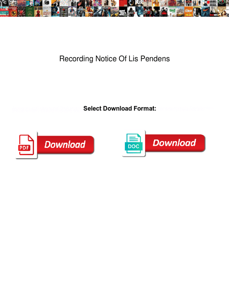 Fillable Online Recording Notice Of Lis Pendens. Recording Notice Of Lis Pendens genesis Fax ...