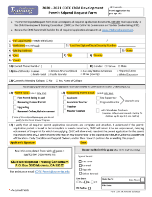 Fillable Online CDTC Permit Stipend Policies Fax Email Print - pdfFiller