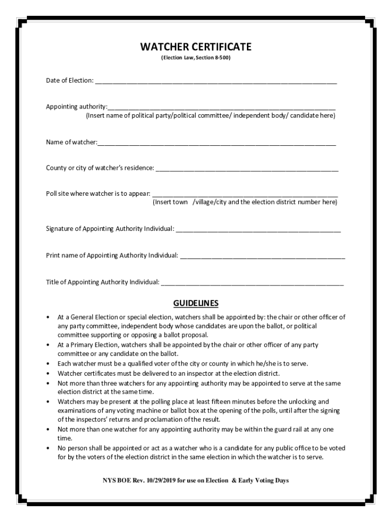 Fillable Online www.pdffiller.com564185319--WATCHER-CERTIFICATEFillable ...