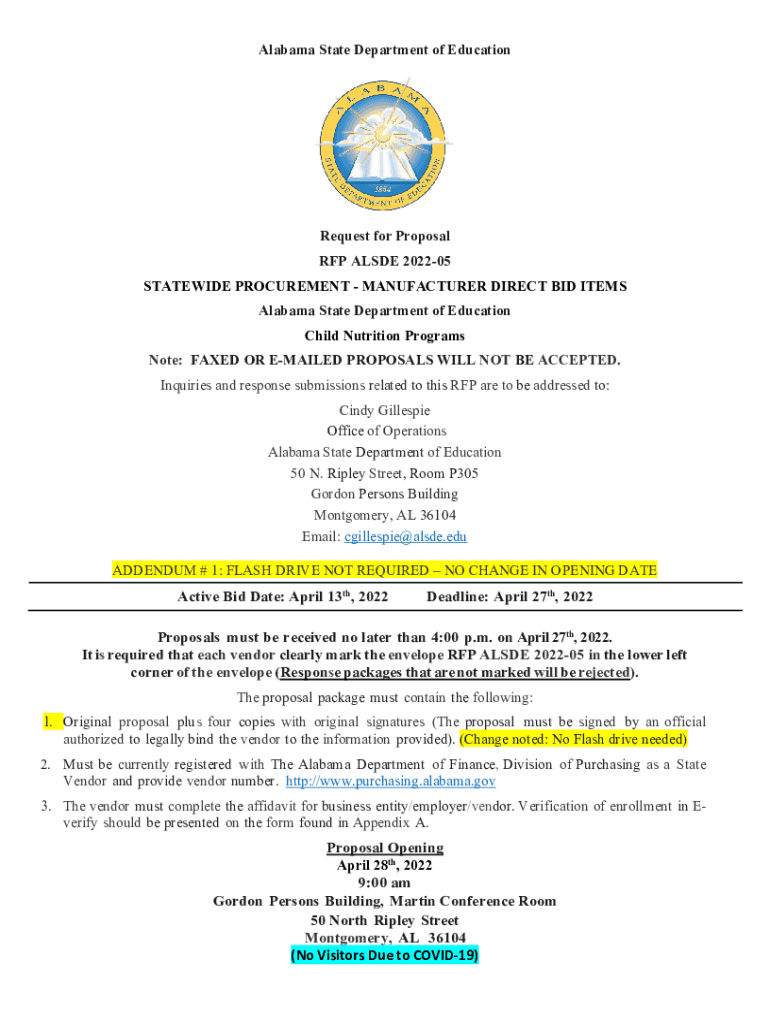 Fillable Online Request for Proposal for Statewide Procurement - Manufacturer Direct Bid Items ...