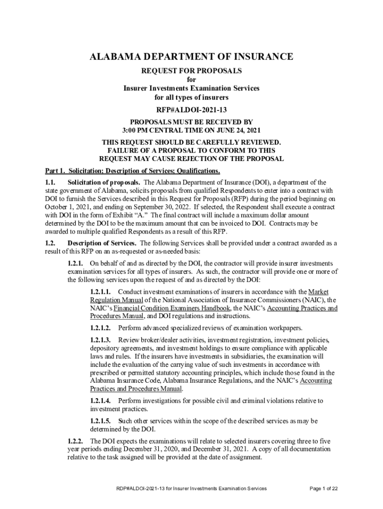 Fillable Online ALABAMA DEPARTMENT OF INSURANCE Fax Email Print - pdfFiller