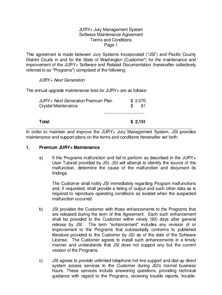 Fillable Online Software Maintenance Agreement Template - PandaDoc Fax ...