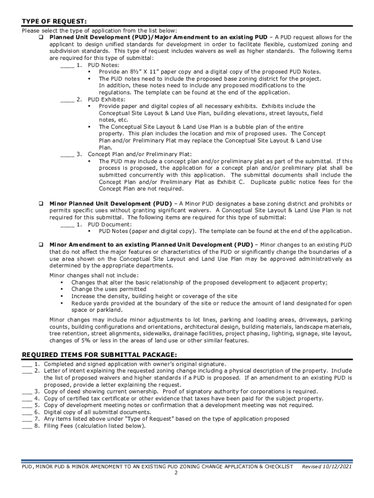Fillable Online PUD ZONING CHANGE APPLICATION & CHECKLIST Fax Email Print - pdfFiller