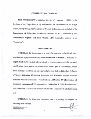 Fillable Online Sample Construction Contract - CONSTRUCTION CONTRACT ...