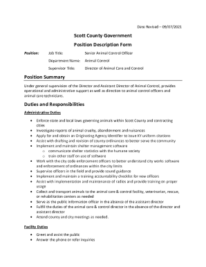 Fillable Online Scott County Government Position Description Form ...