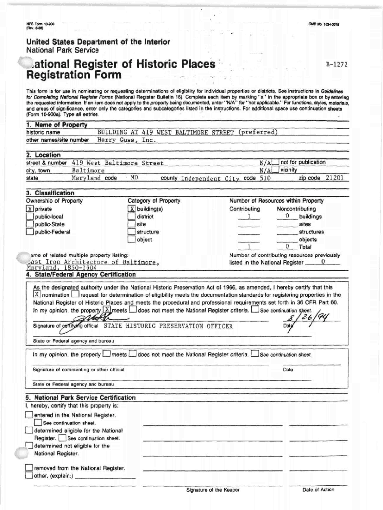 Fillable Online mht maryland ,ational Register of Histo.ric Places ...