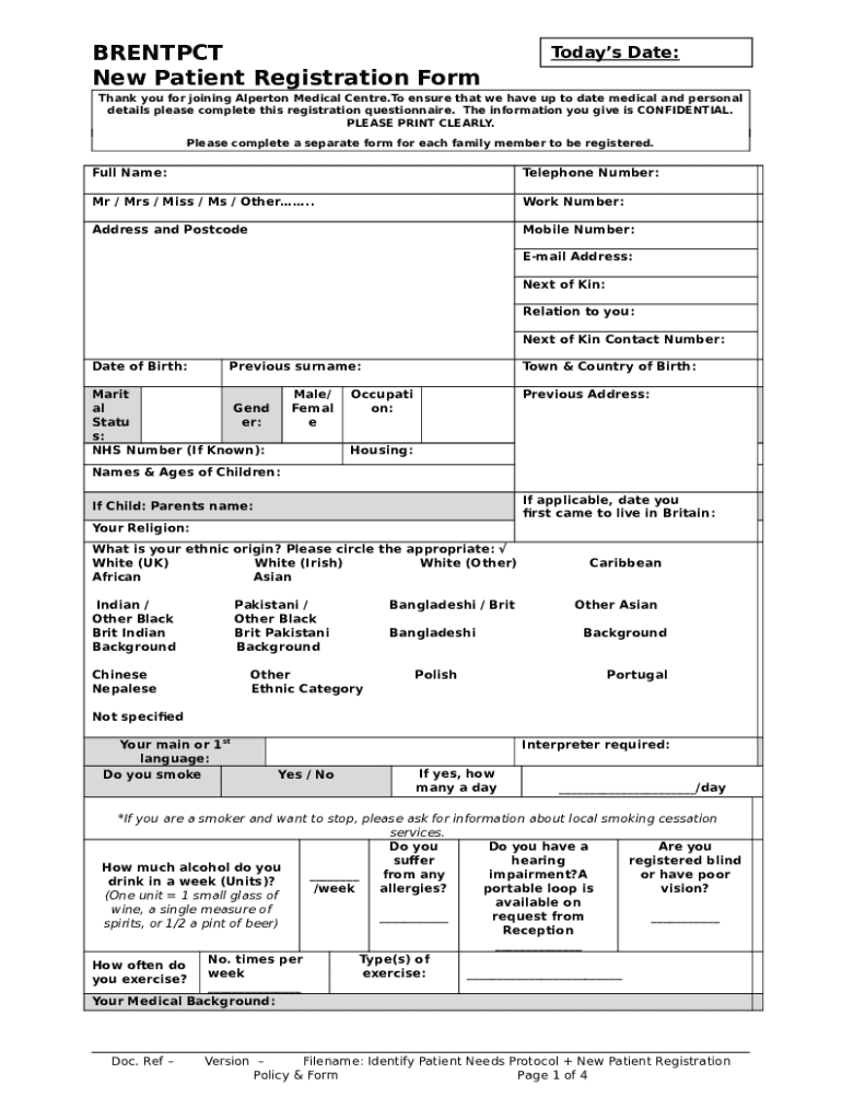 Alperton Medical Centre Doc Template | pdfFiller