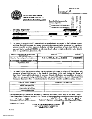 Fillable Online www.sandiegocounty.govcobdocsForm LO5 COUNTY OF SAN DIEGO Quarterly Disclosure ...