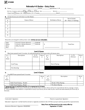 Fillable Online 4h unl Nebraska 4-H Rodeo Entry Form Fax Email Print ...