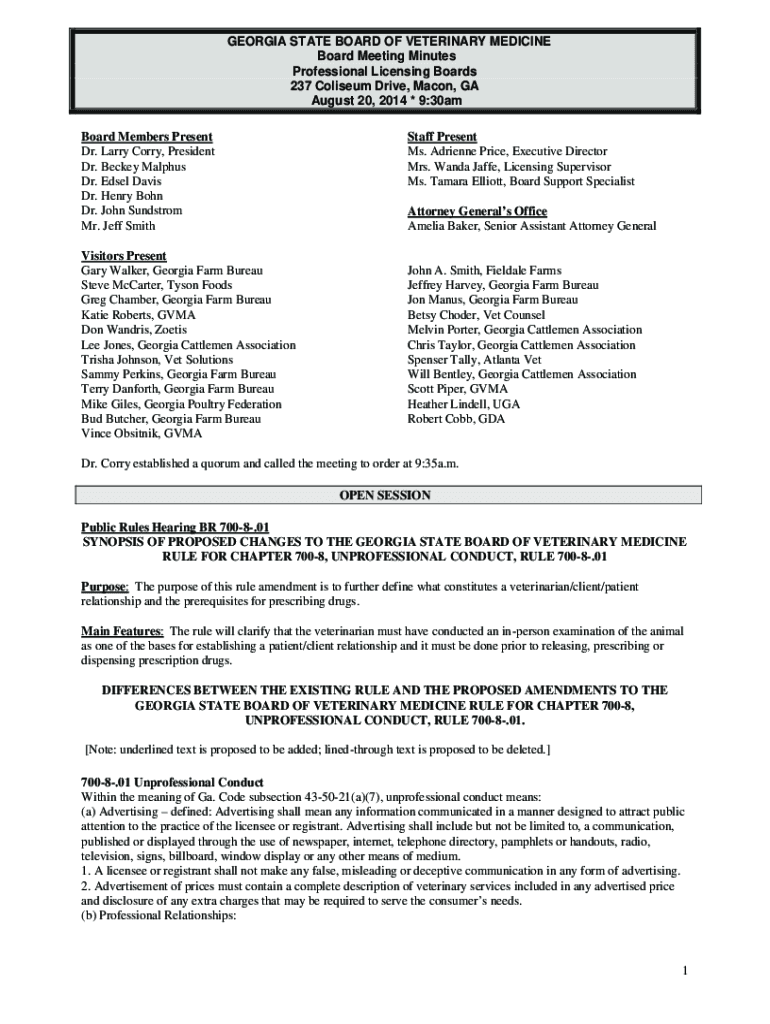 Fillable Online sos ga 1 GEORGIA STATE BOARD OF VETERINARY MEDICINE Board ... Fax Email Print ...