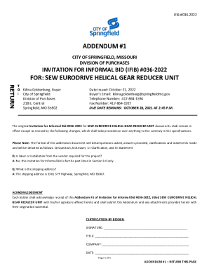Fillable Online ADDENDUM #1 FOR: SEW EURODRIVE HELICAL GEAR ... Fax Email Print - pdfFiller