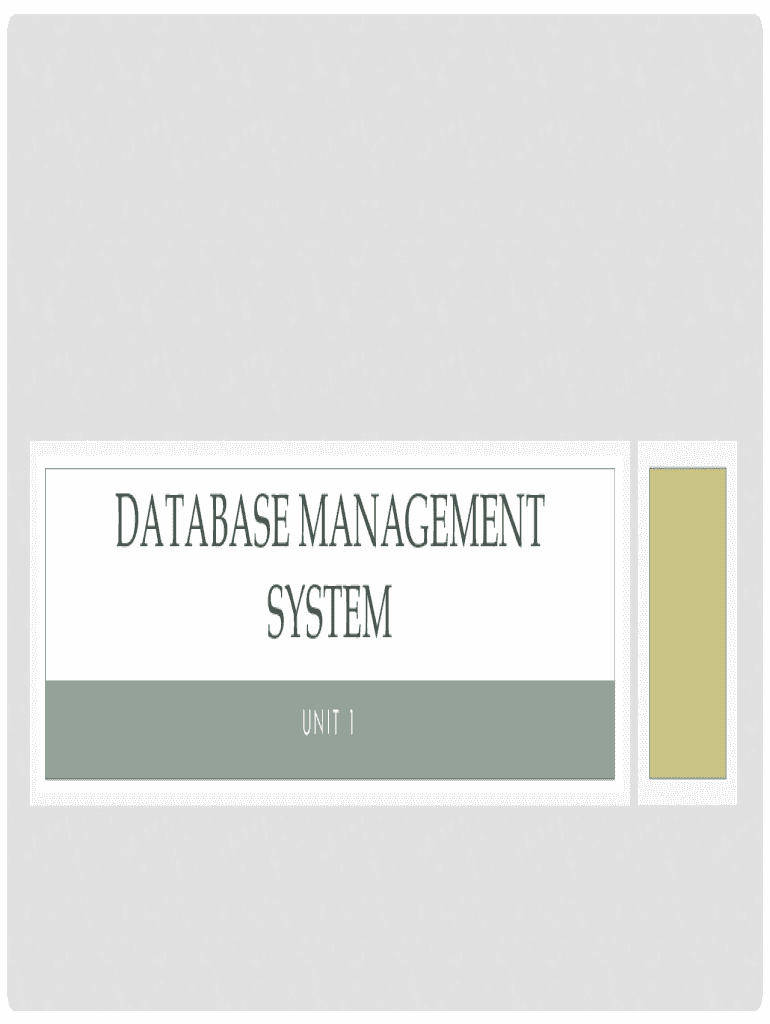 Fillable Online Database Management Systems Unit I, II - 310241 - StuDocu Fax Email Print ...