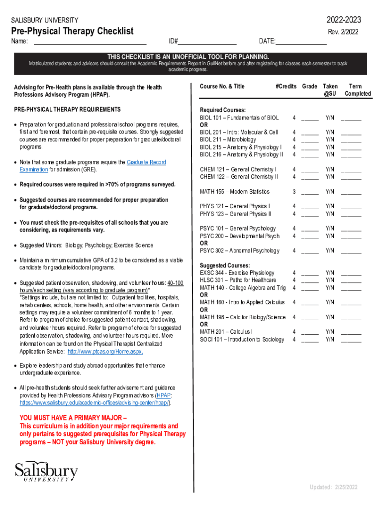 Fillable Online Pre-Physical Therapy Checklist. Pre-Physical Therapy Checklist Fax Email Print ...