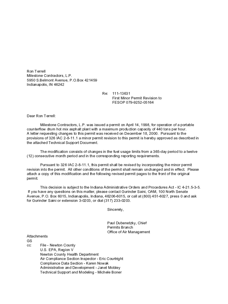 Fillable Online permits air idem in Ron Terrell Milestone Contractors ...