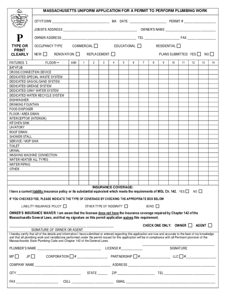 Fillable Online www.mass.govlistsplumbing-gas-fitting-permit ...