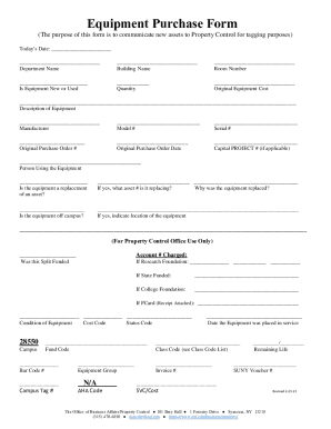 Fillable Online Equipment Purchase Form - esf.edu Fax Email Print ...