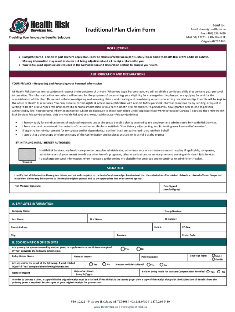 Fillable Online avenue.horizonblue.comsitesdefaultTraditional Plan ...