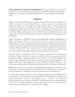 Fillable Online Community Benefit Agreement (CBA) ToolkitDepartment ...