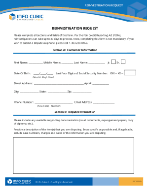 Fillable Online REINVESTIGATION REQUEST FORM - Verisk Analytics Fax ...