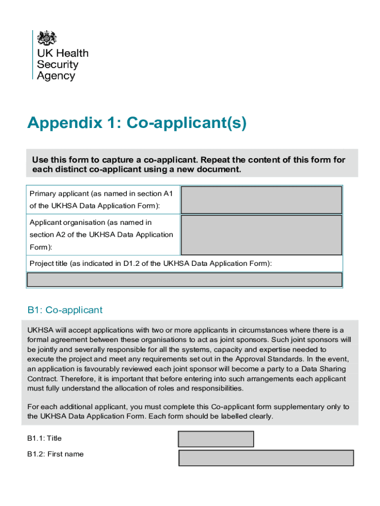 Fillable Online UKHSA Data Application Form-Appendix 1 Fax Email Print - pdfFiller