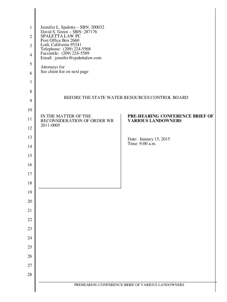 Fillable Online 1 Jennifer L. Spaletta SBN: 200032 David S. Green SBN ...