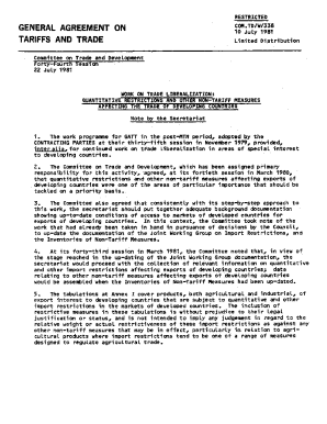 Fillable Online GENERAL AGREEMENT ON RESTRICTED TARIFFS AND TRADE COM ...