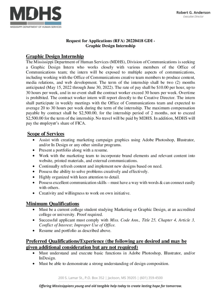 Fillable Online www.mdhs.ms.govRequest for Applications (RFA ...