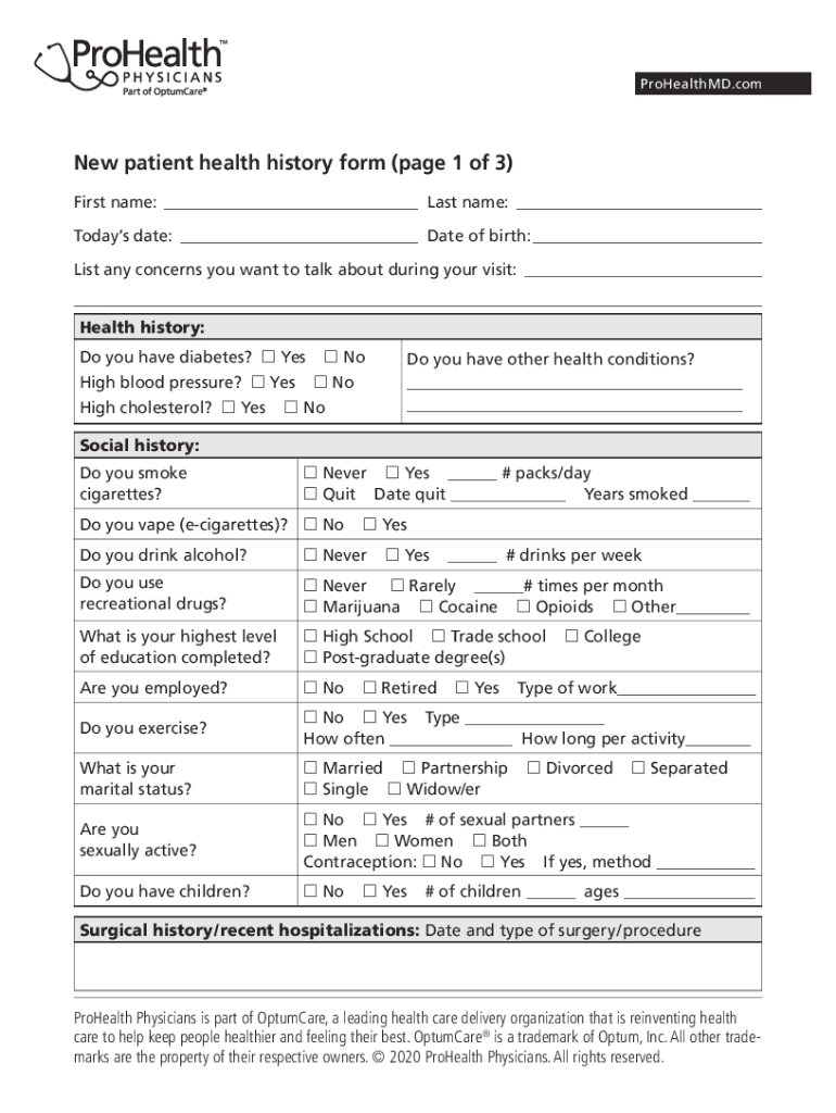 Fillable Online Fill - Free fillable NEW PATIENT HEALTH HISTORY FORM ...