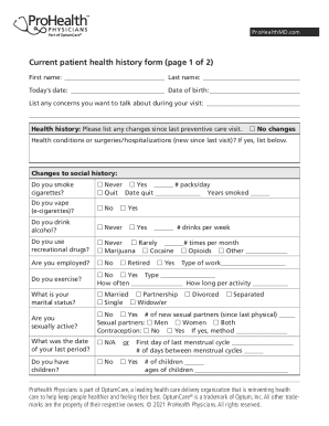 Fillable Online Sample patient health history form Free EssaysStudymode ...