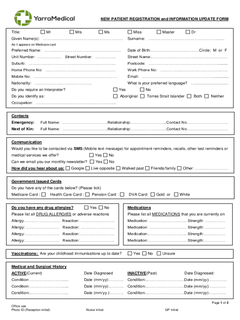 Fillable Online docest.comnew-patient-registration-informationNew Patient Registration ...