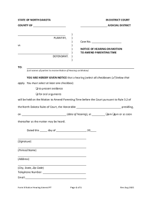 Fillable Online Fillable Online STATE OF NORTH DAKOTA DISTRICT COURT ...