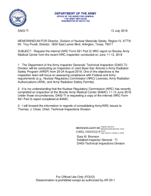 Fillable Online Department of the ARMY; Request the internal (NRC Form ...