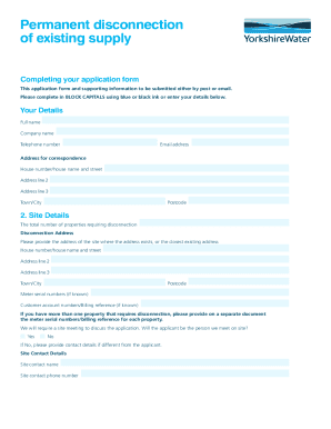 Fillable Online Yorkshire Water Application for a permanent ...