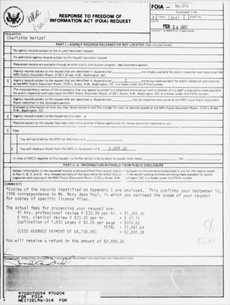 Fillable Online Third final response to FOIA request for documents ...