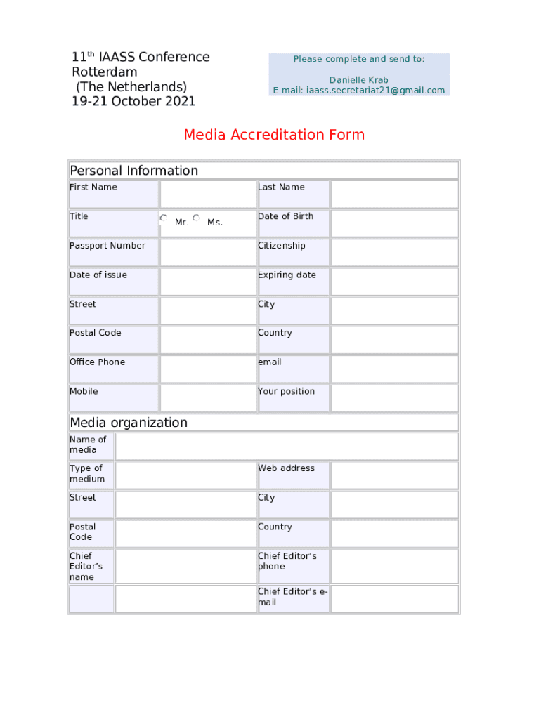 Media Accreditation Doc Template | pdfFiller