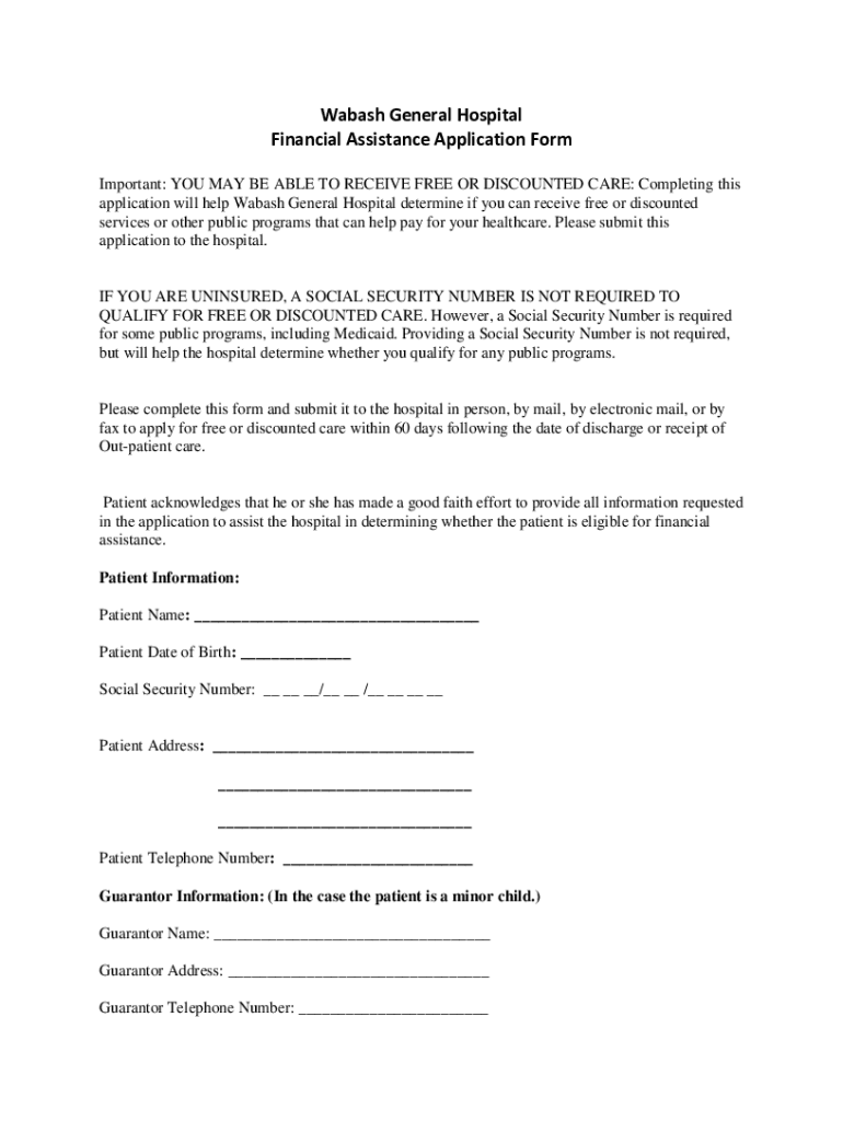 Fillable Online Get the free Wabash General Hospital Financial Assistance ... Fax Email Print ...
