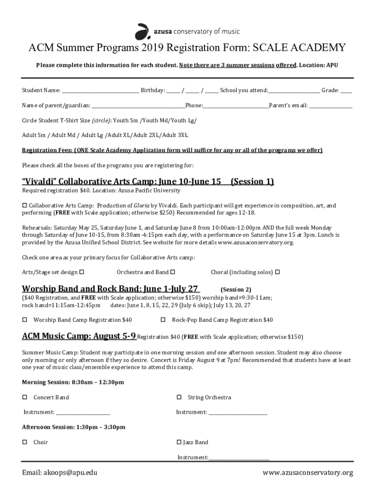 Fillable Online Fillable Online ACM NEW Summer Camp 2019 Registration Form ... Fax Email Print ...