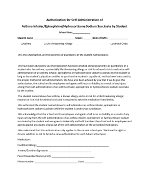 Fillable Online Asthma Inhaler & Epinephrine Authorization Form Fax ...