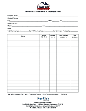 Fillable Online Health Benefits Plan Census Form - TDA Member Health ...