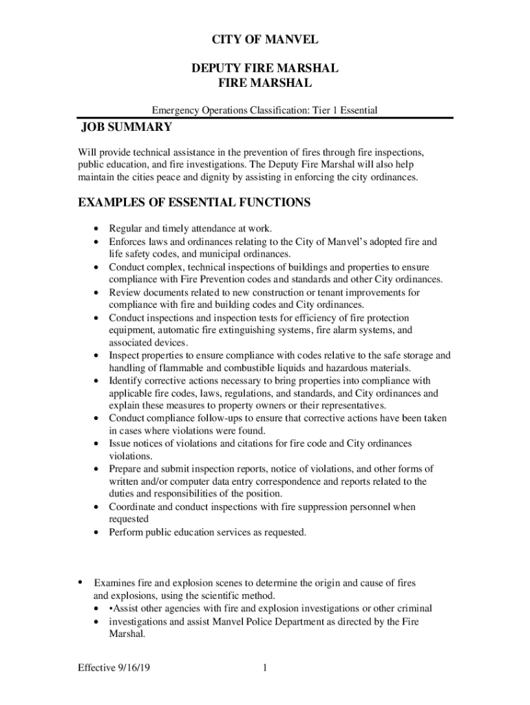 Fillable Online CITY OF SEALYState Fire Marshal's Office & Fire ...