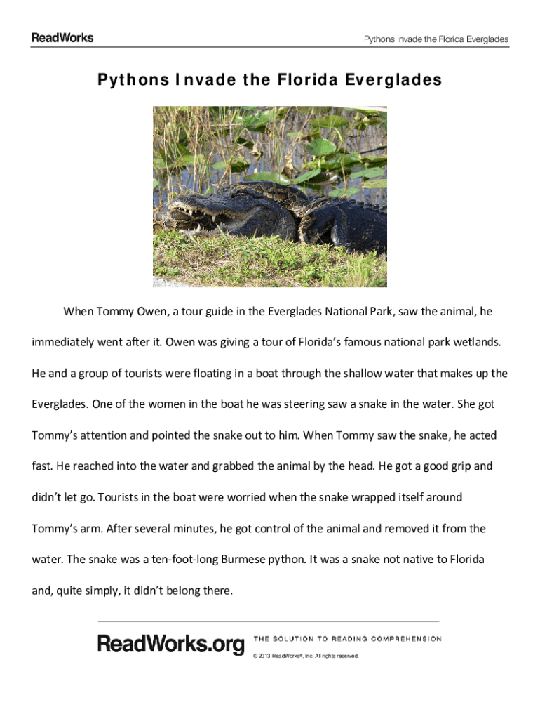 Fillable Online How Burmese Pythons Took Over the Florida Everglades ...