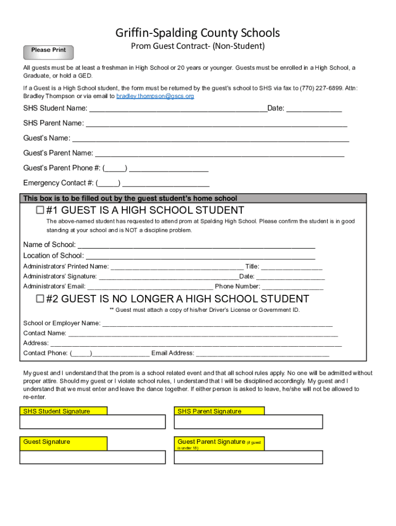 Fillable Online Guest Contract for Horizon High School Prom Fax Email ...