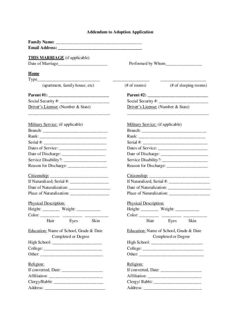 Fillable Online ADDENDUM TO ADOPTION AGREEMENT Sample ClausesLaw ...