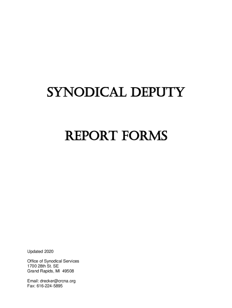 Fillable Online synodical deputy report forms - Christian Reformed ...