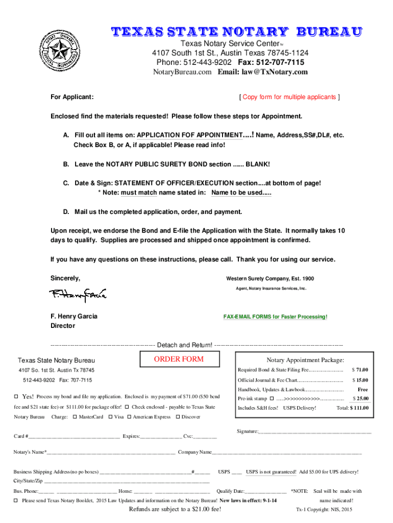 Fillable Online Texas State Notary Bureau - Austin - MapQuest Fax Email ...